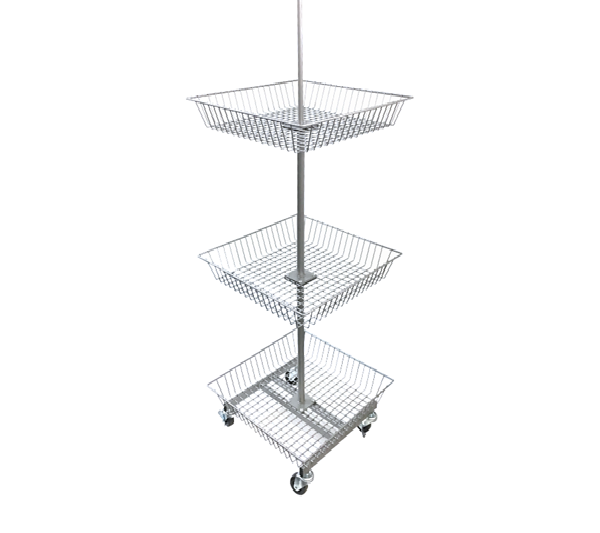 3-Tier Wire Basket Rack – Store Fixture Showcase