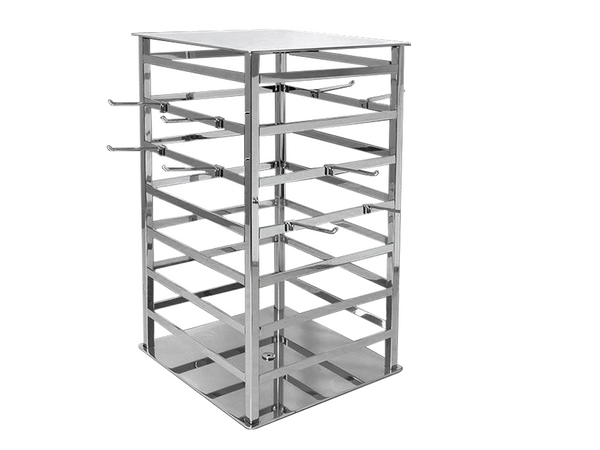 4 Way Spinning Jewelry Display Tower – Chrome – Store Fixture Showcase