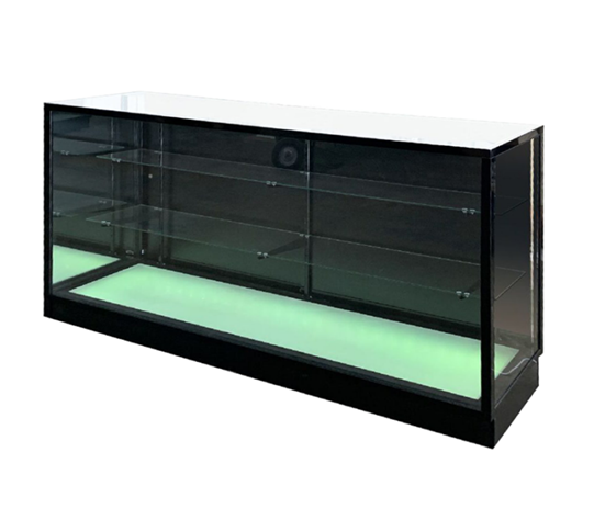 Black Extra Vision Showcase with LED Base - 6 Foot – Store Fixture Showcase