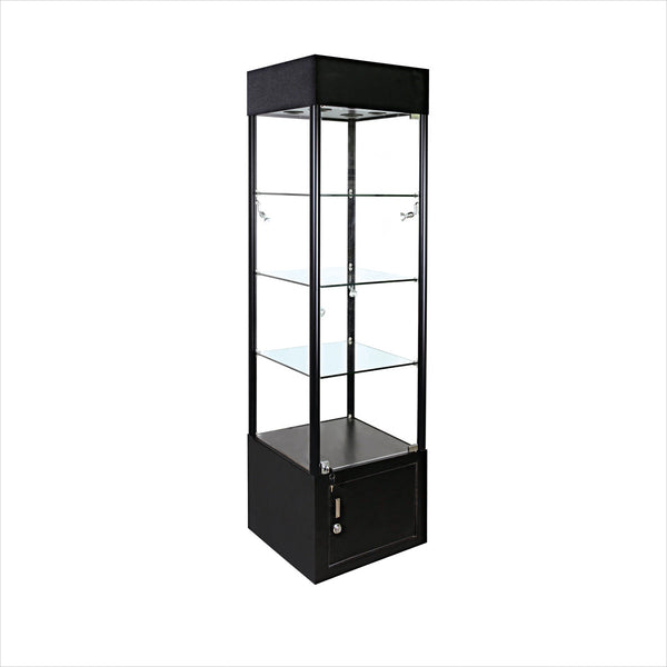 Square glass tower display showcase cabinet with lights – Store Fixture ...