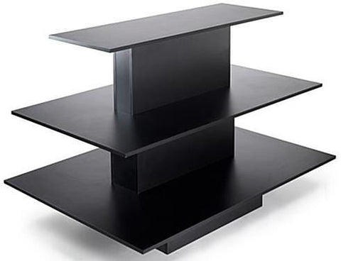 3 Tier rectangular table in Maple, Black – Store Fixture Showcase